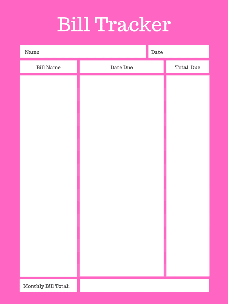 When are my Bills Due? Bill Tracker Template - I Heart Frugal