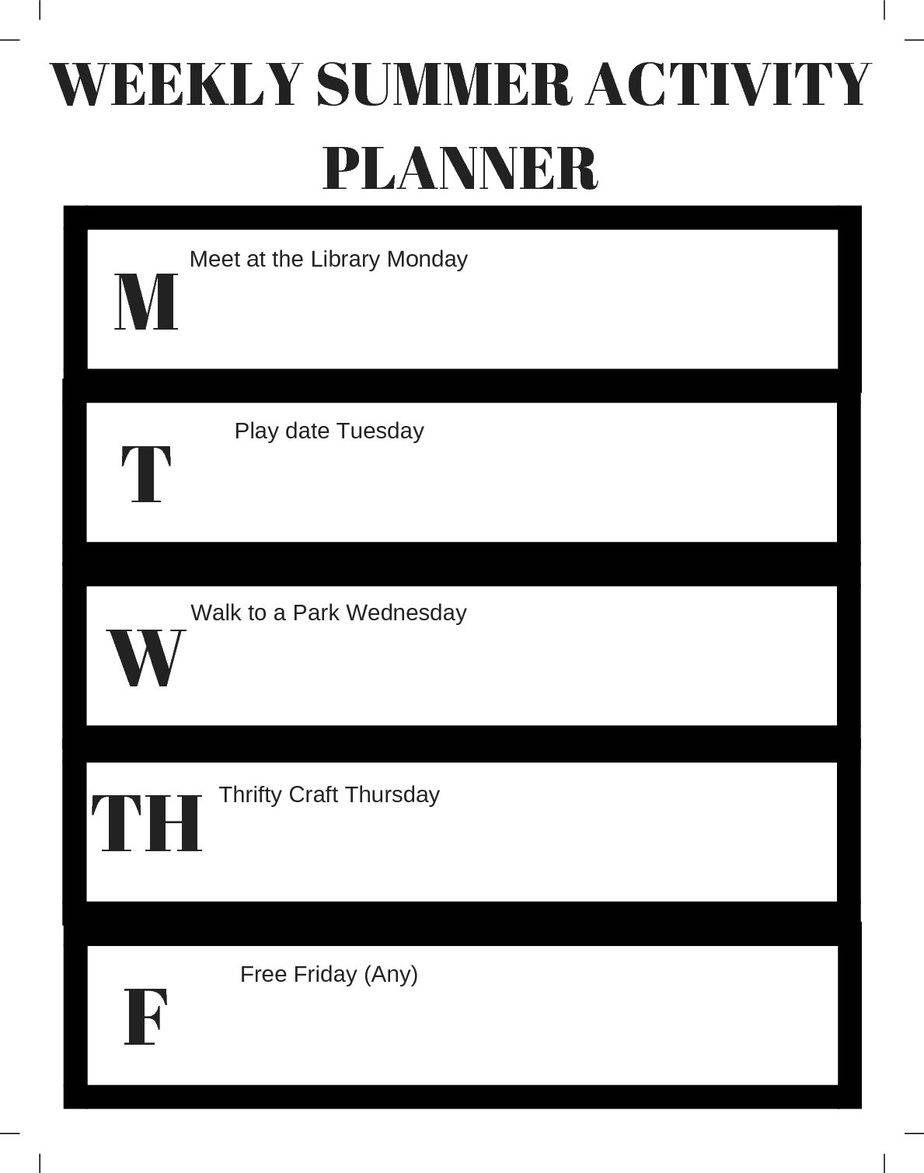Summer Activity Planner for Kids - Free Printable PDF - I Heart Frugal